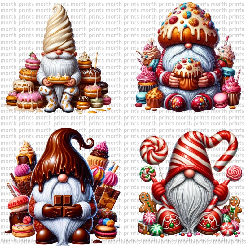 Watercolor Chocolate Gnomes Clipart PNG, Candy & Cocoa Desserts, Gnome ...