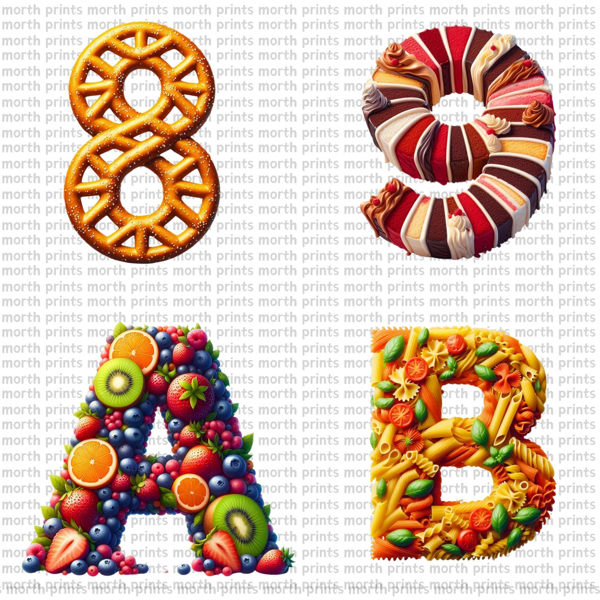 Food Alphabet Clipart PNG, Cute A–Z Letters With Fruits & Snacks, 38 ...