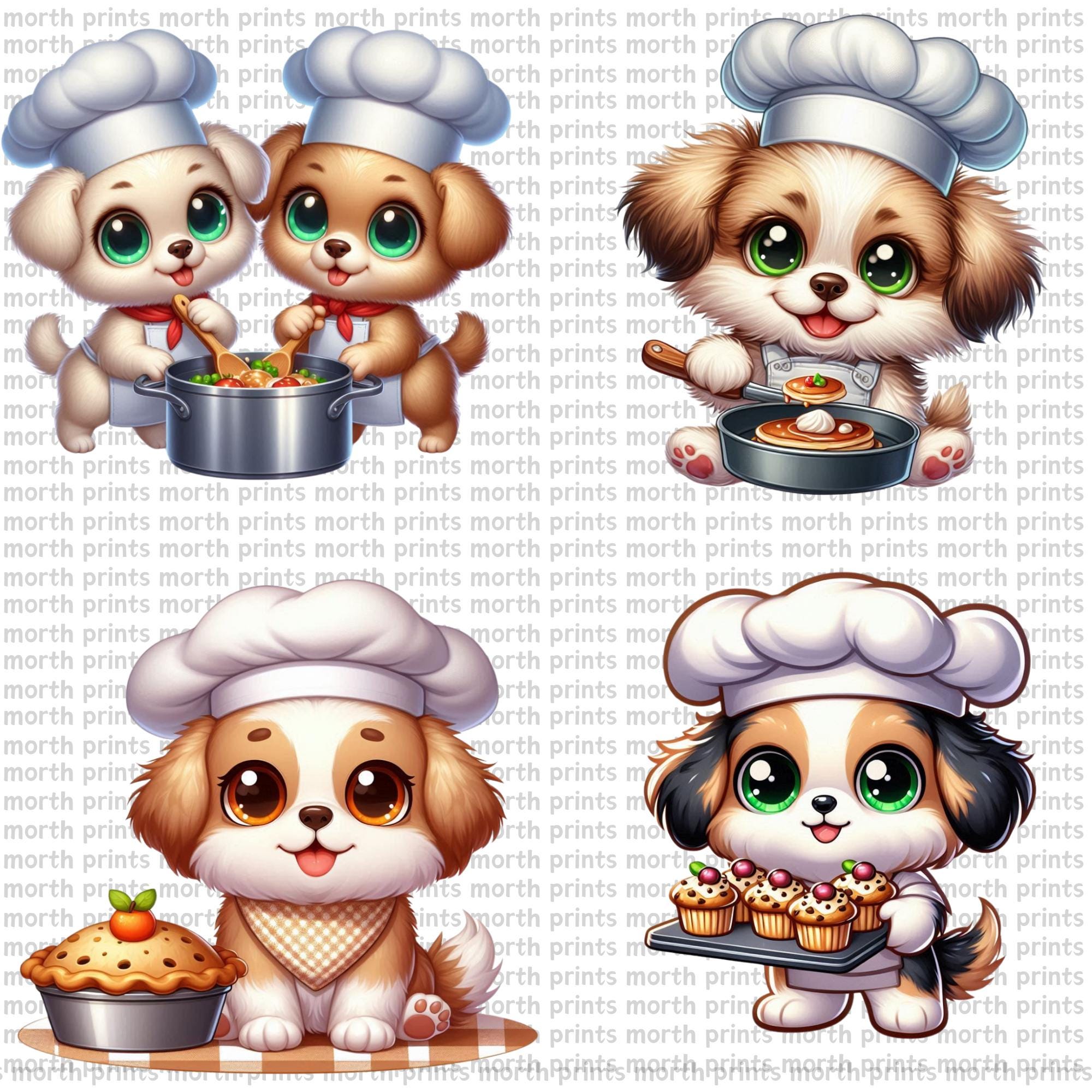 Chef Dog Clipart PNG, Cooking Puppies With Hats, Bowls & Utensils, 25 ...