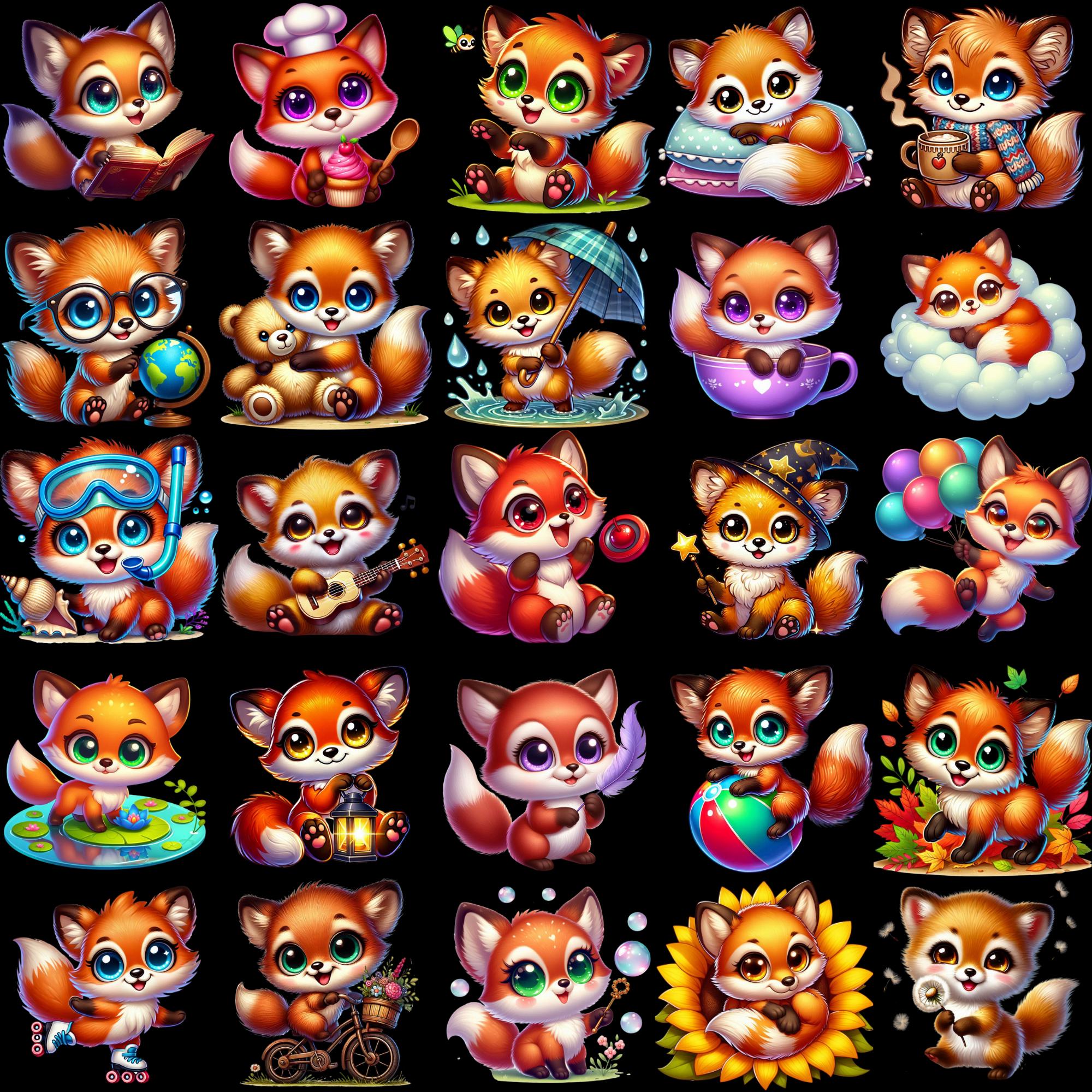 Cute Baby Fox Clipart, Watercolor Woodland Fox PNG, Nursery Baby Shower ...