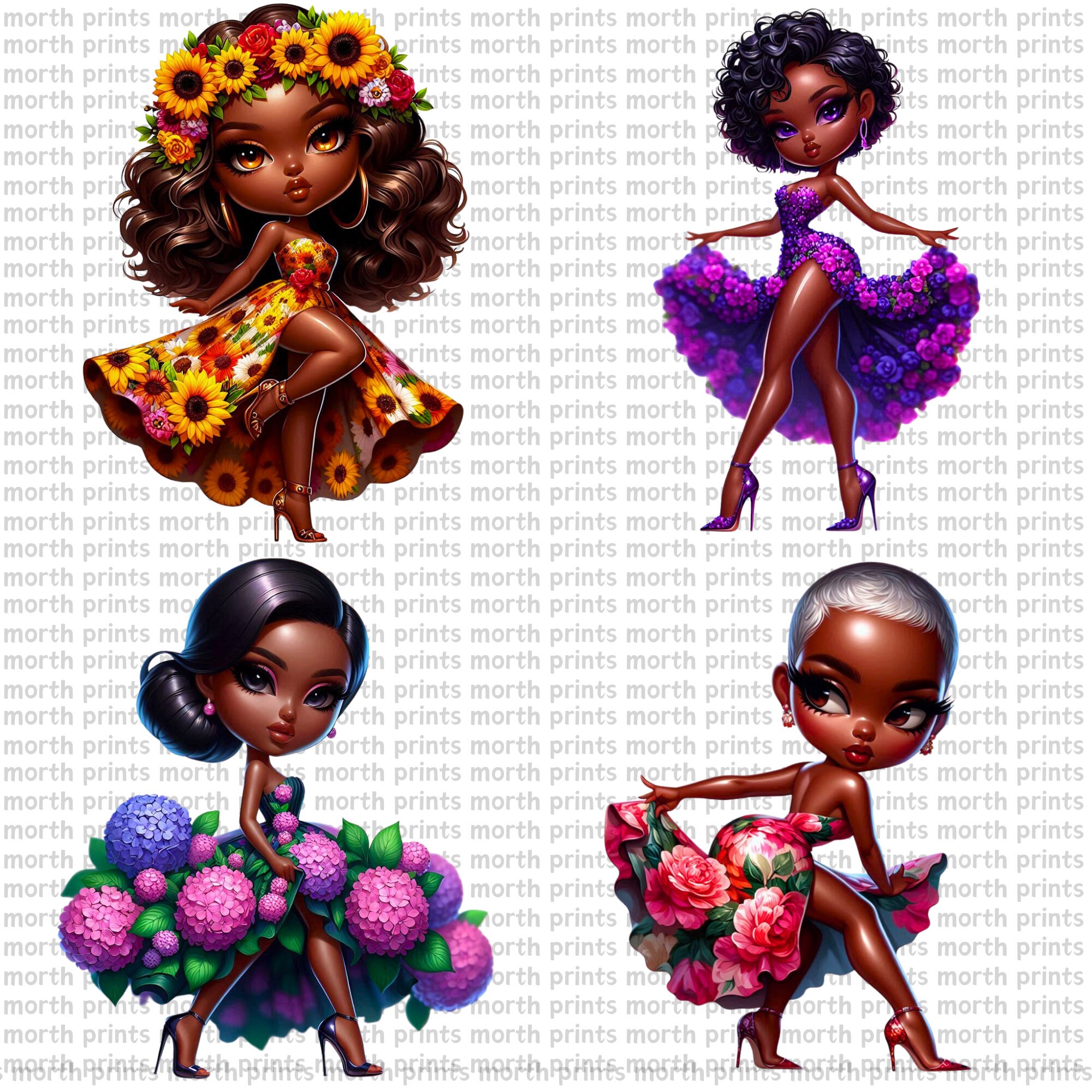 22 PNG Floral Chibi Girls Clipart Flowers Clipart, Cute Chibi Girl ...
