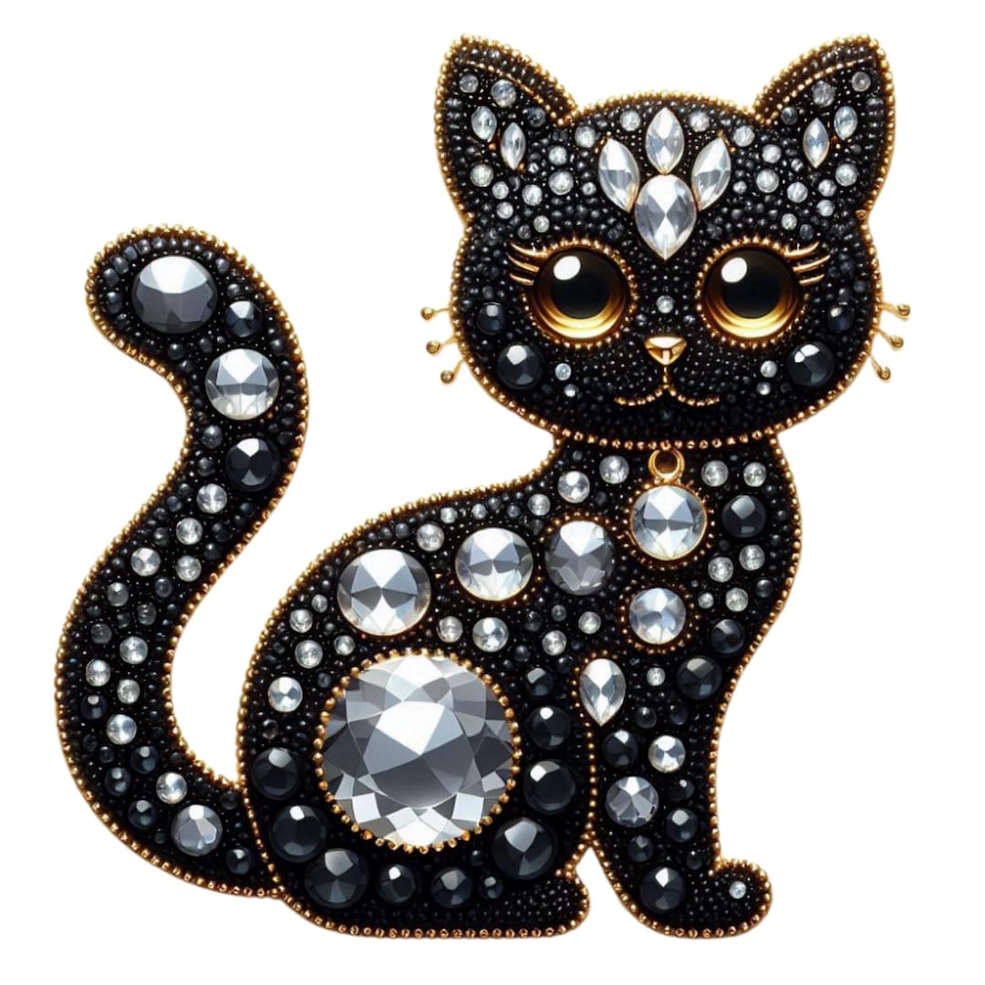 Diamond Cat Clipart PNG, Gemstone Sparkle Cats, 50 PNG, Shiny Crystal ...