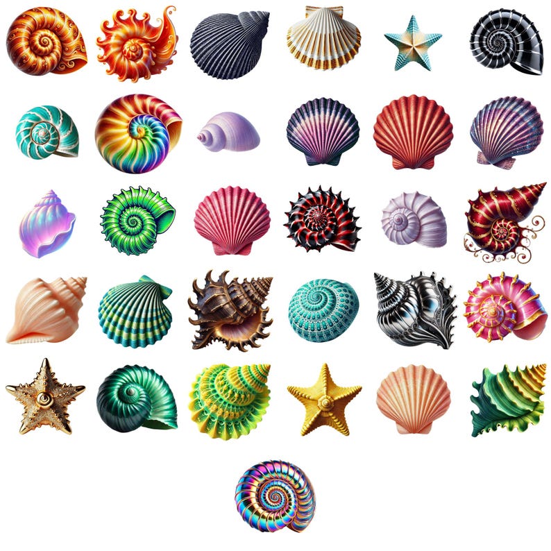 Sea Shell Clipart PNG, Ocean Coral & Beach Shell Illustrations ...