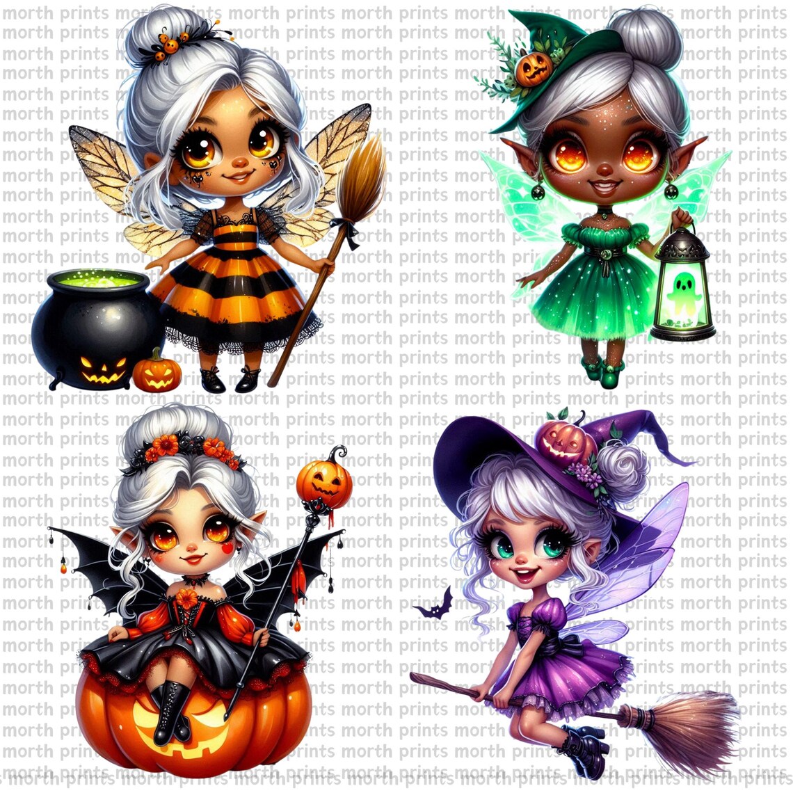 Halloween Fairy Clipart: Spooky Pumpkin Fairytale Illustrations (PNG ...