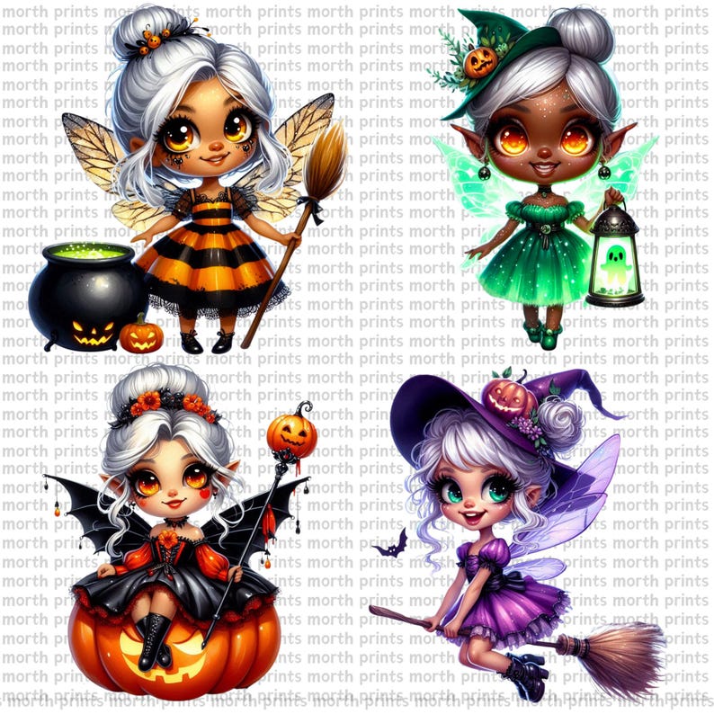 Halloween Fairy Clipart: Spooky Pumpkin Fairytale Illustrations (PNG ...