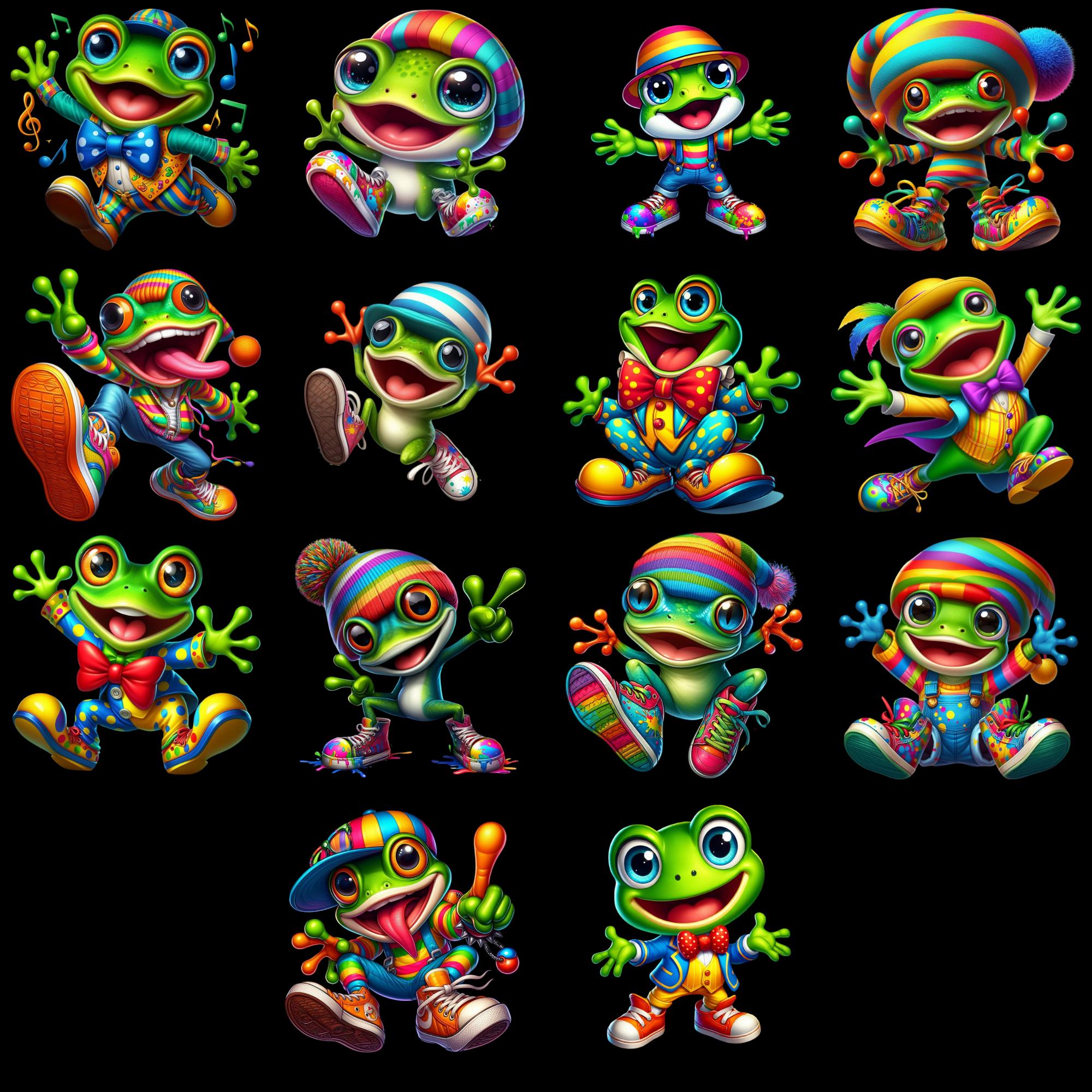 Cute Frog Clipart, Green Frog Illustrations, Colorful Pond Friends ...