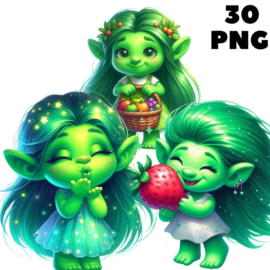 30 PNG Cute Green Troll Clipart , Troll Clipart, Clipart Bundle, Cute ...