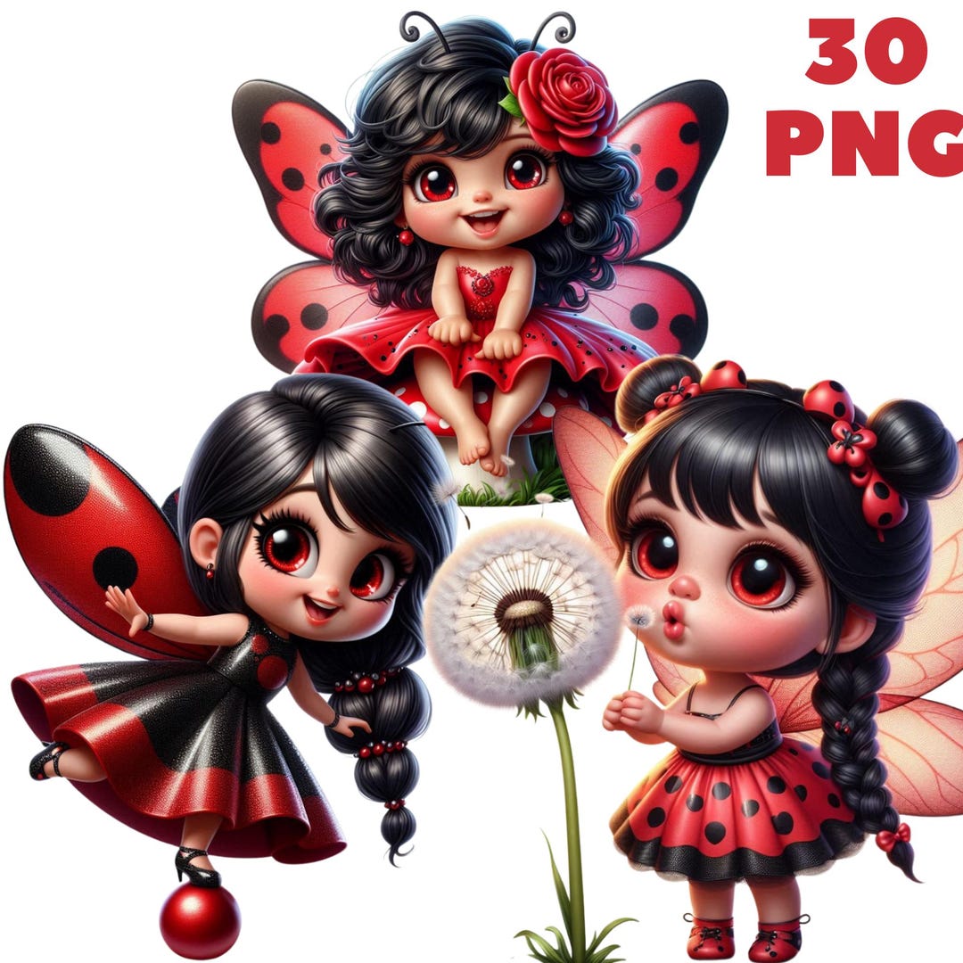 Ladybug Fairy Clipart PNG, Cute Flower Fairy & Magical Insect Art ...