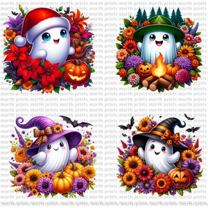 26 PNG Cute Ghosts Clipart , Halloween Clipart Bundle, Cute Ghost ...