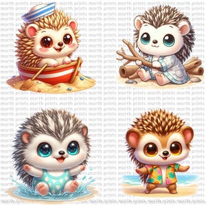 Summer Hedgehog Clipart PNG, Beach Hats, Ice Cream & Sunglasses, 32 PNG ...