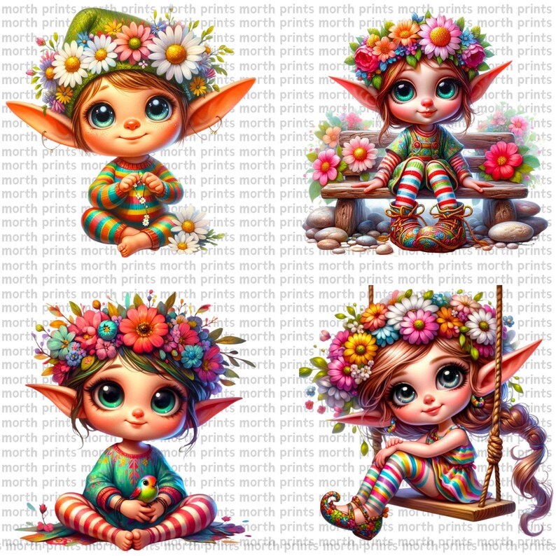25 PNG Cute Floral Elves Clipart Flower Elves Clipart PNG, Cute Fantasy ...
