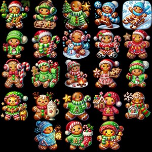 Gingerbread Man Clipart, Christmas Cookie PNG, Holiday Stickers ...