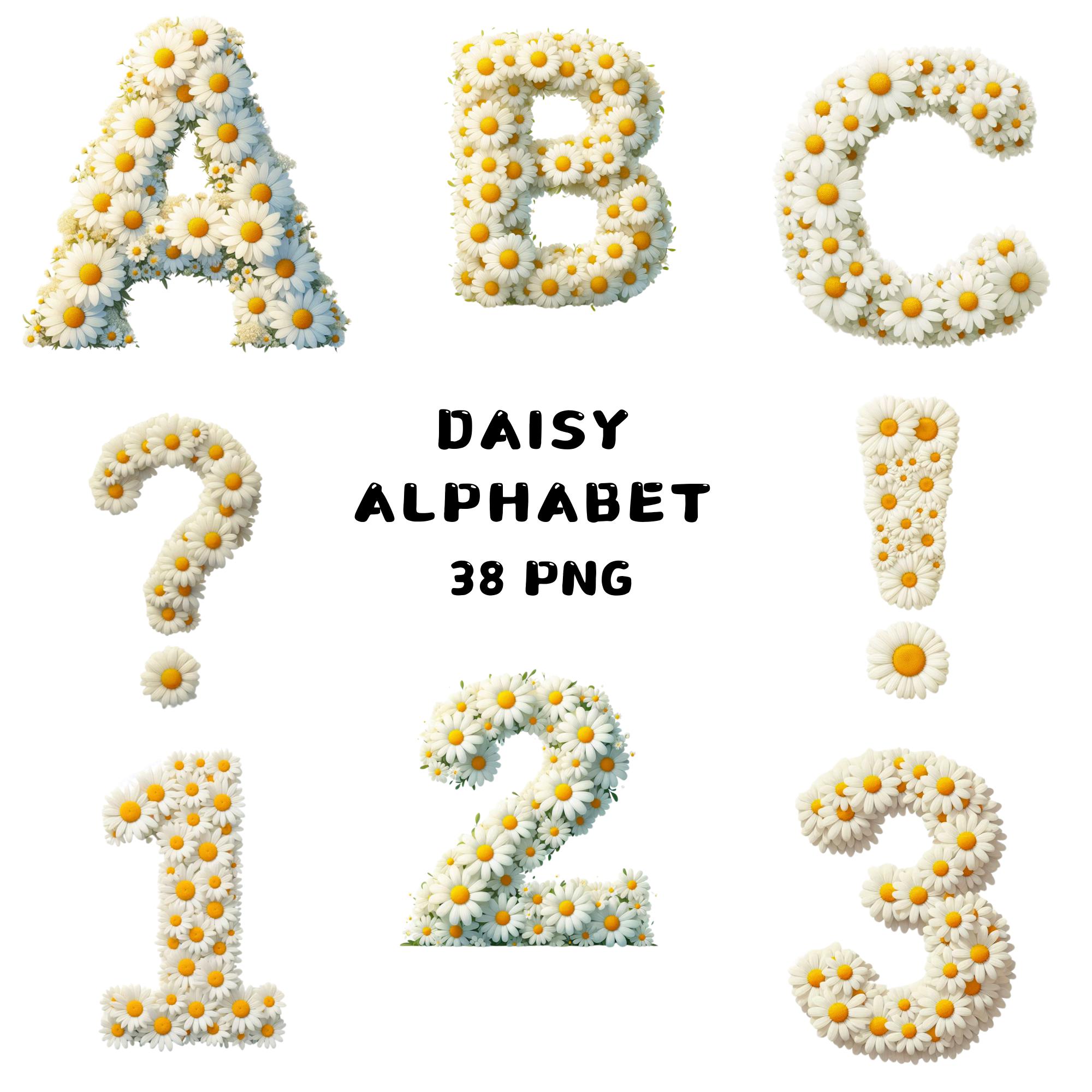 Daisy Floral Alphabet Clipart PNG, A–Z Letters With Flowers ...