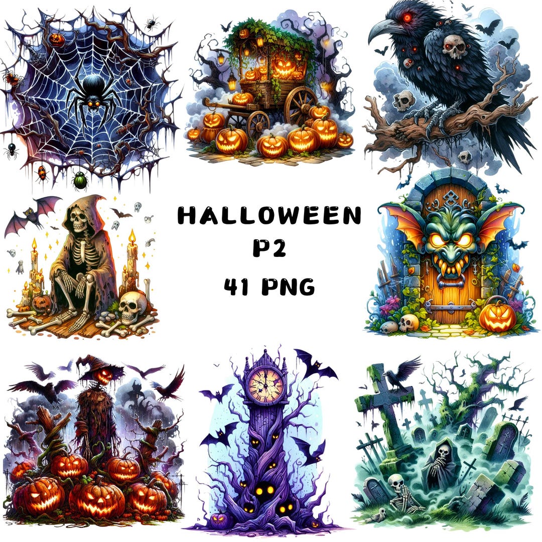 Halloween Clipart PNG, Witch, Vampire & Zombie, Spooky Bundle ...