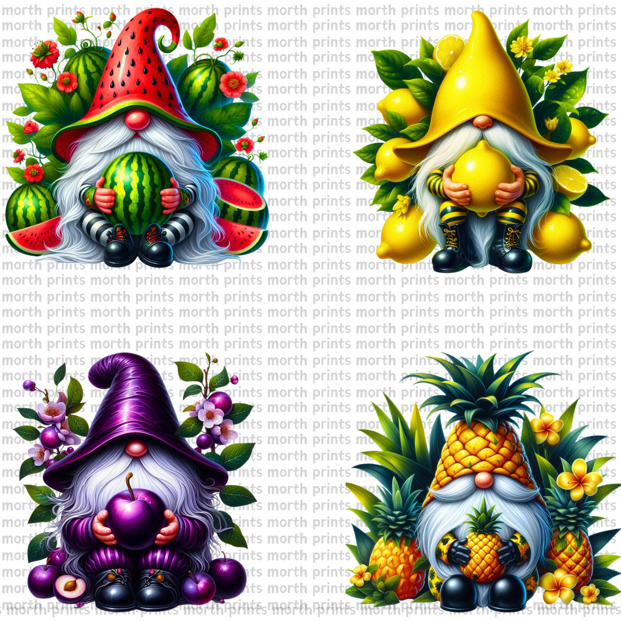 Fruit Gnomes Clipart PNG, Cute Fruit-themed Gnome Bundle, Orchard ...