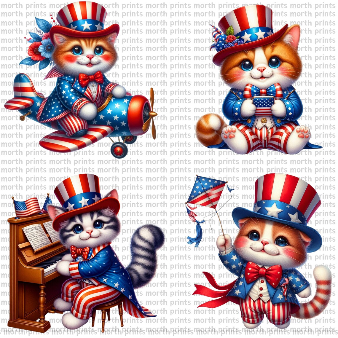 28 PNG Patriotic Cat Clipart Patriotic, USA Clipart Bundle, 4th of July ...