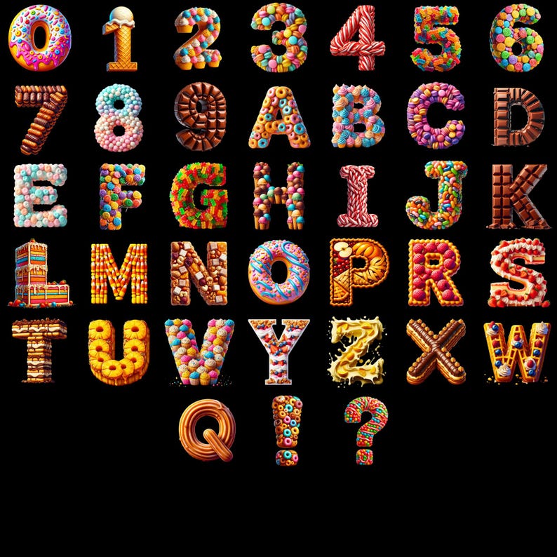 Sweet Alphabet Clipart PNG, Candyland A–Z Letters, 38 PNG Files ...