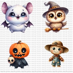 36 PNG Cute Halloween Clipar, Halloween Clipart Bundle, Cute Ghost ...