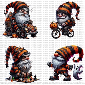 Zombie Gnome Clipart, Spooky Undead Gnomes With Brains & Goo, Halloween ...