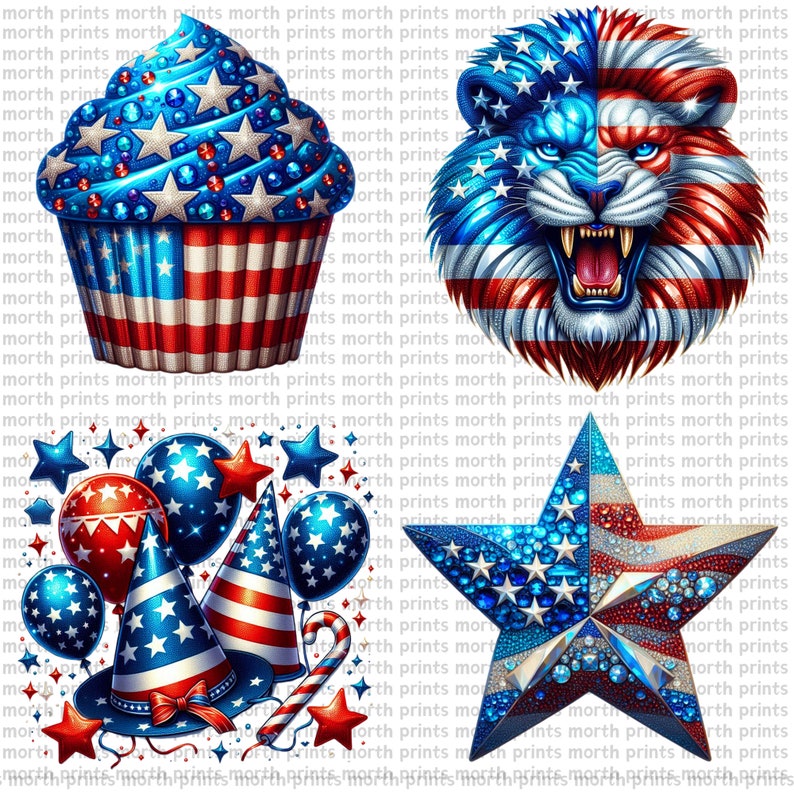 4th of July Clipart PNG, USA Patriotic Lion With Flag, Independence Day ...
