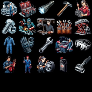 Mechanic Clipart, Tool Garage PNG, Auto Repair Icons Workshop Graphics ...