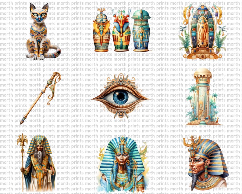 Watercolor Ancient Egypt Clipart PNG, Pharaohs, Pyramids & Sphinx ...