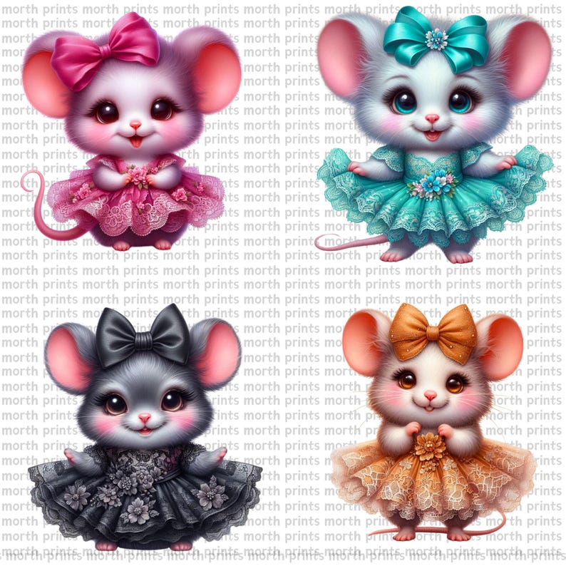 Ballerina Mouse Clipart PNG, Cute Dancing Mice With Tutus, 25 PNG Files ...