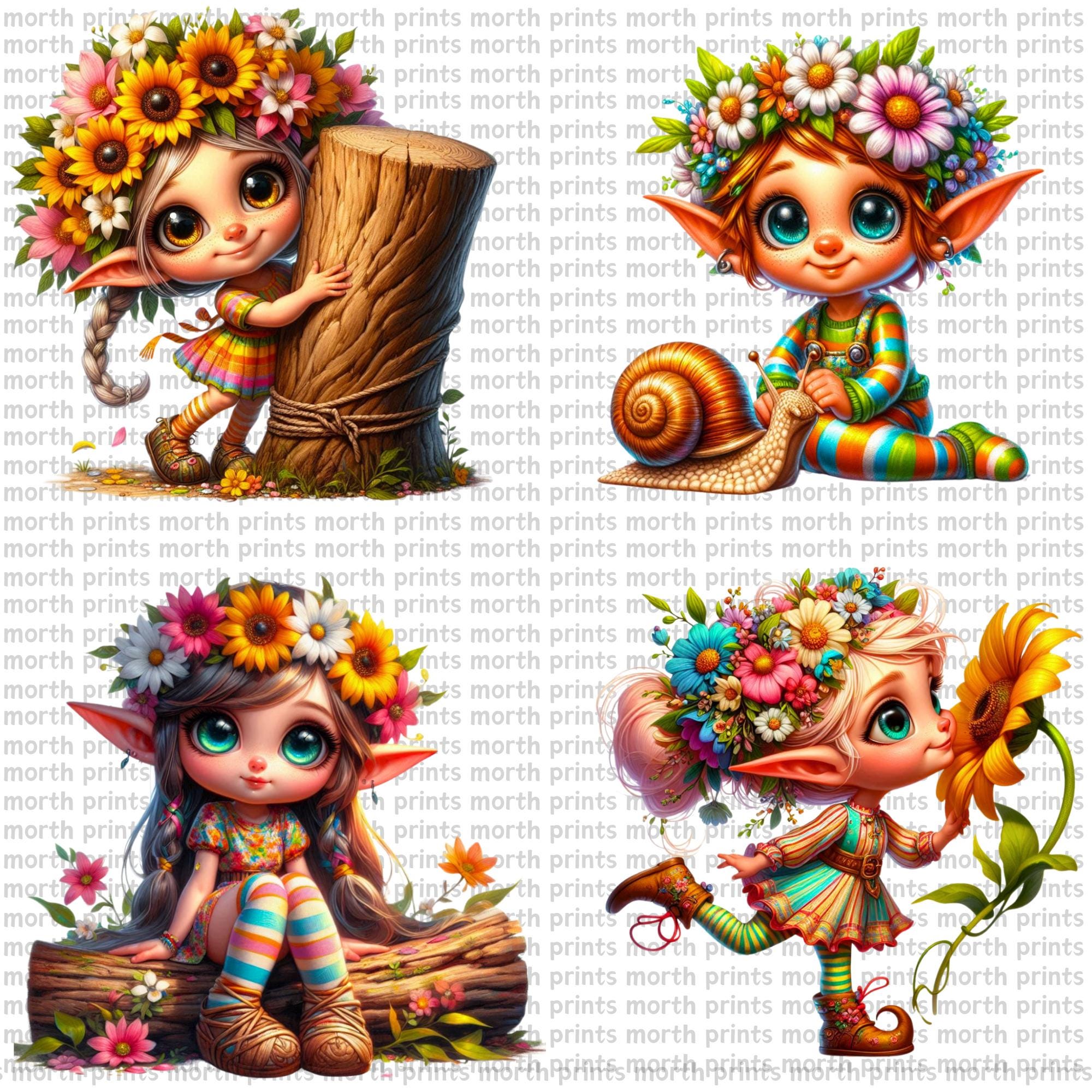 25 PNG Cute Floral Elves Clipart Flower Elves Clipart PNG, Cute Fantasy ...