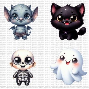 36 PNG Cute Halloween Clipar, Halloween Clipart Bundle, Cute Ghost ...