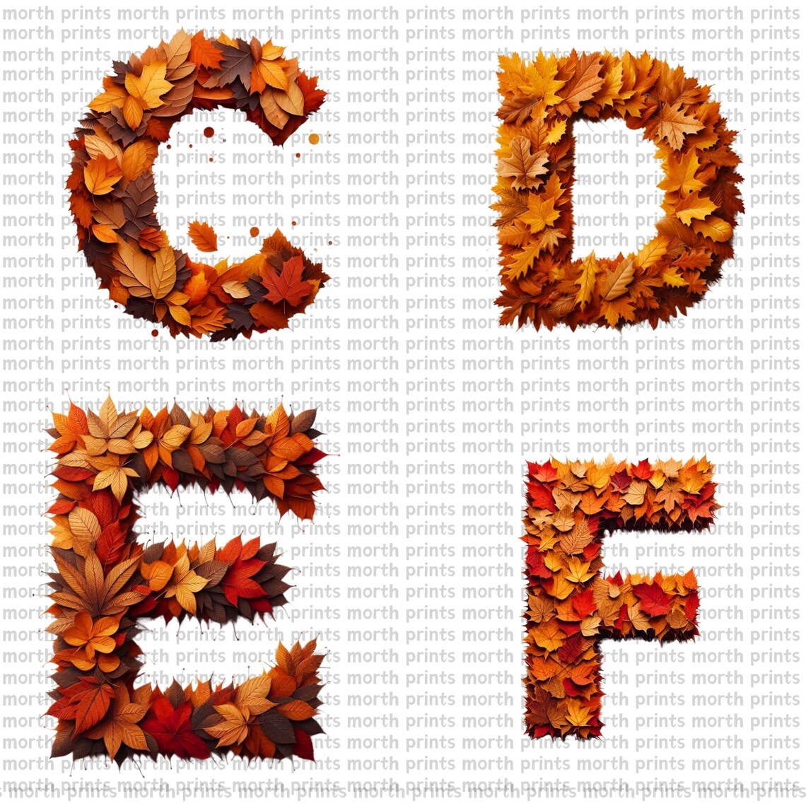 Autumn Leaves Alphabet Clipart PNG, Fall Foliage A–Z Letters ...