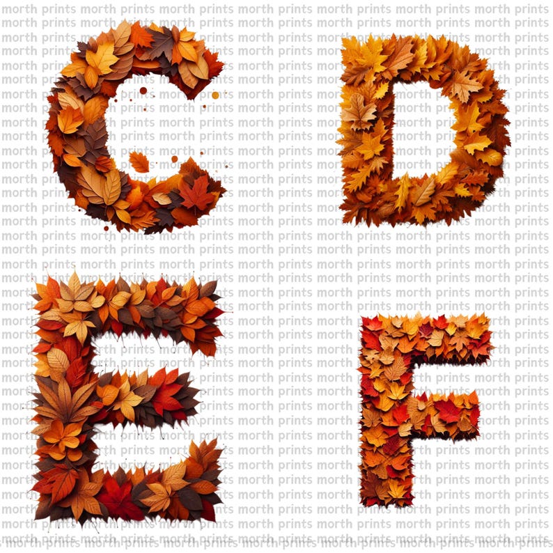 Autumn Leaves Alphabet Clipart PNG, Fall Foliage A–Z Letters ...