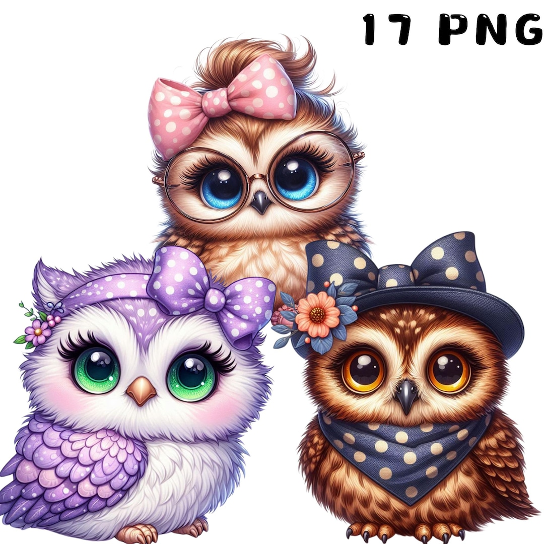Cute Owl Clipart Bundle, Colorful Nursery Birds, Whimsical Art for ...