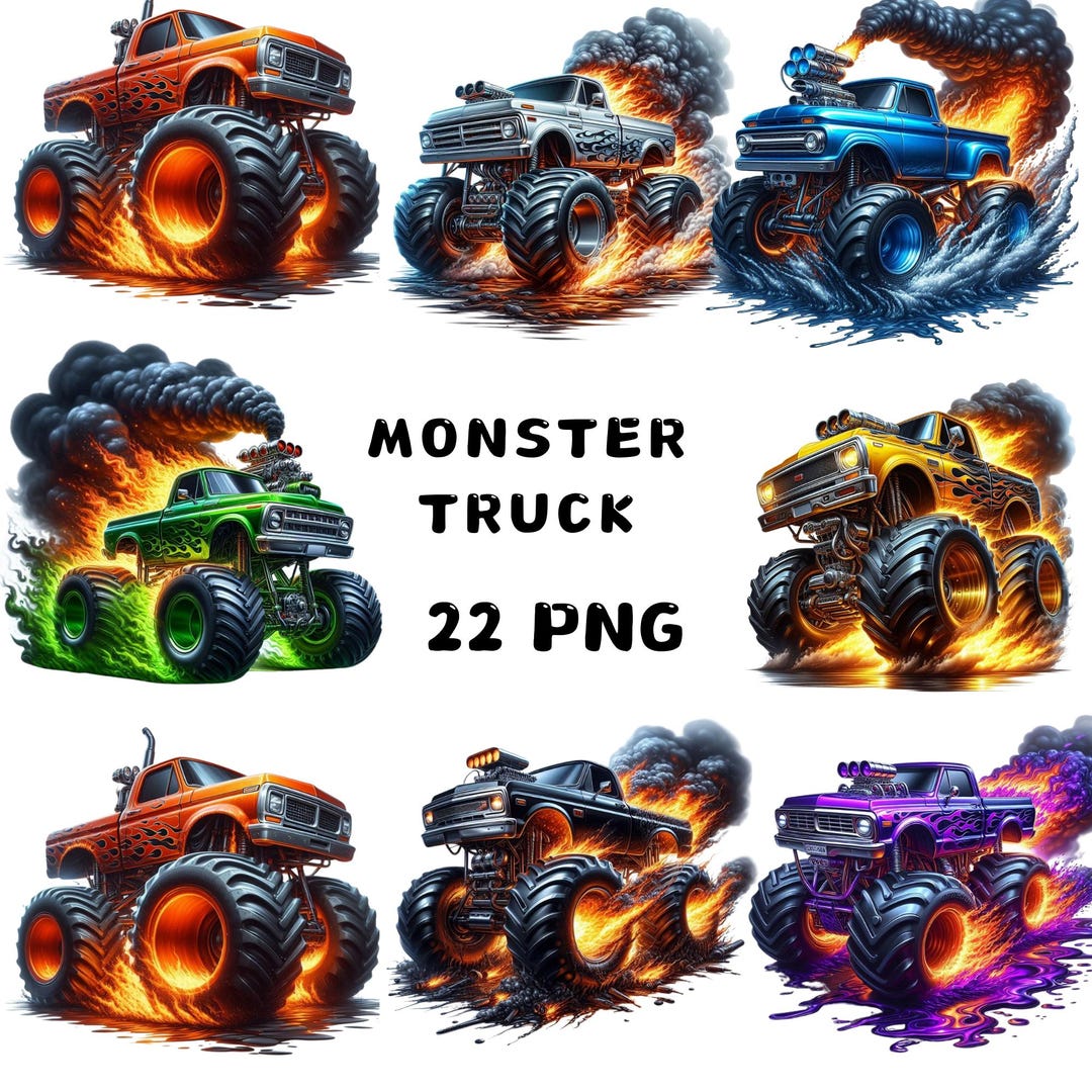 22 PNG, Monster Trucks Clipart, Truck Clipart, Truck Sublimation ...