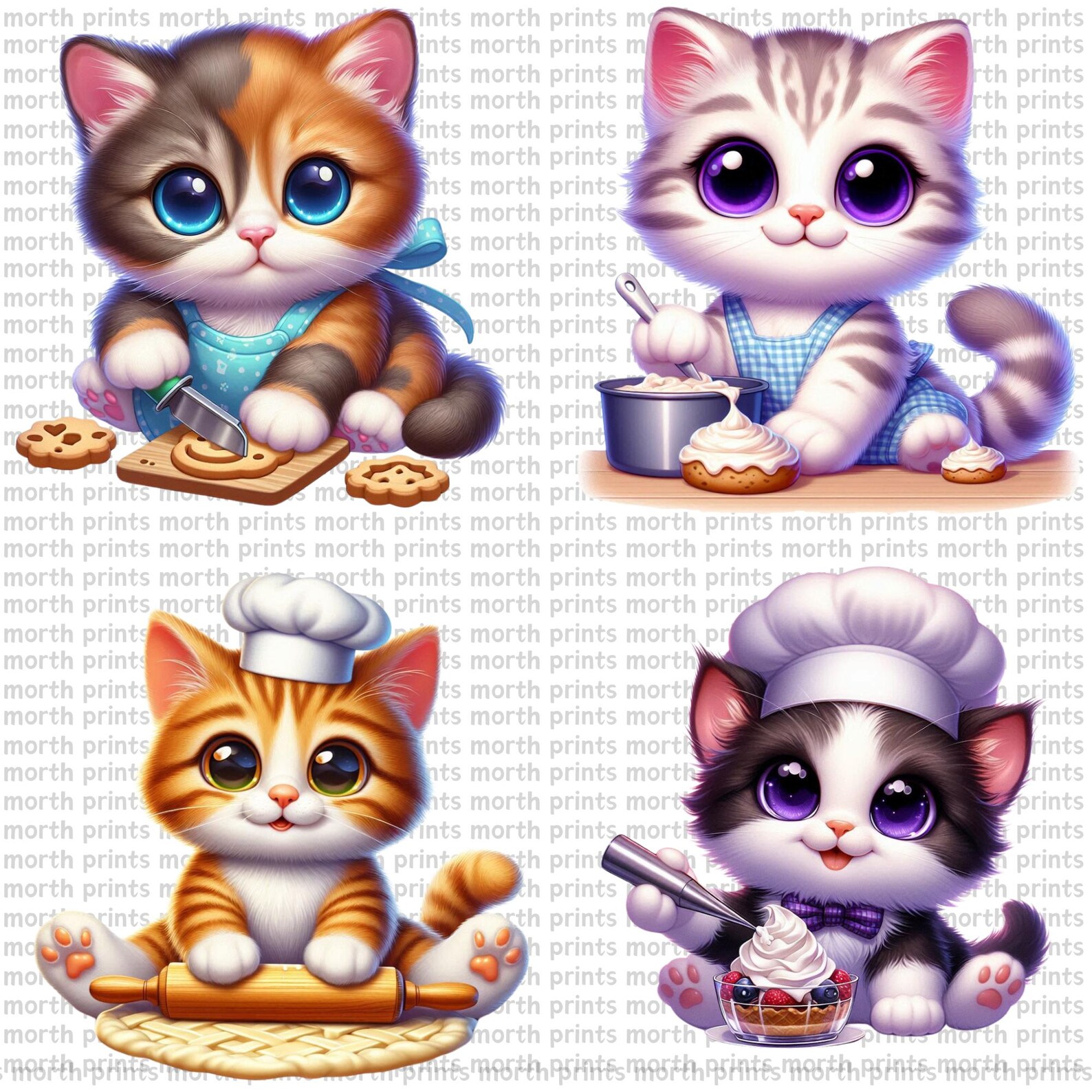Chef Cat Clipart PNG, Kittens Cooking With Hats, Utensils & Pans, 27 ...
