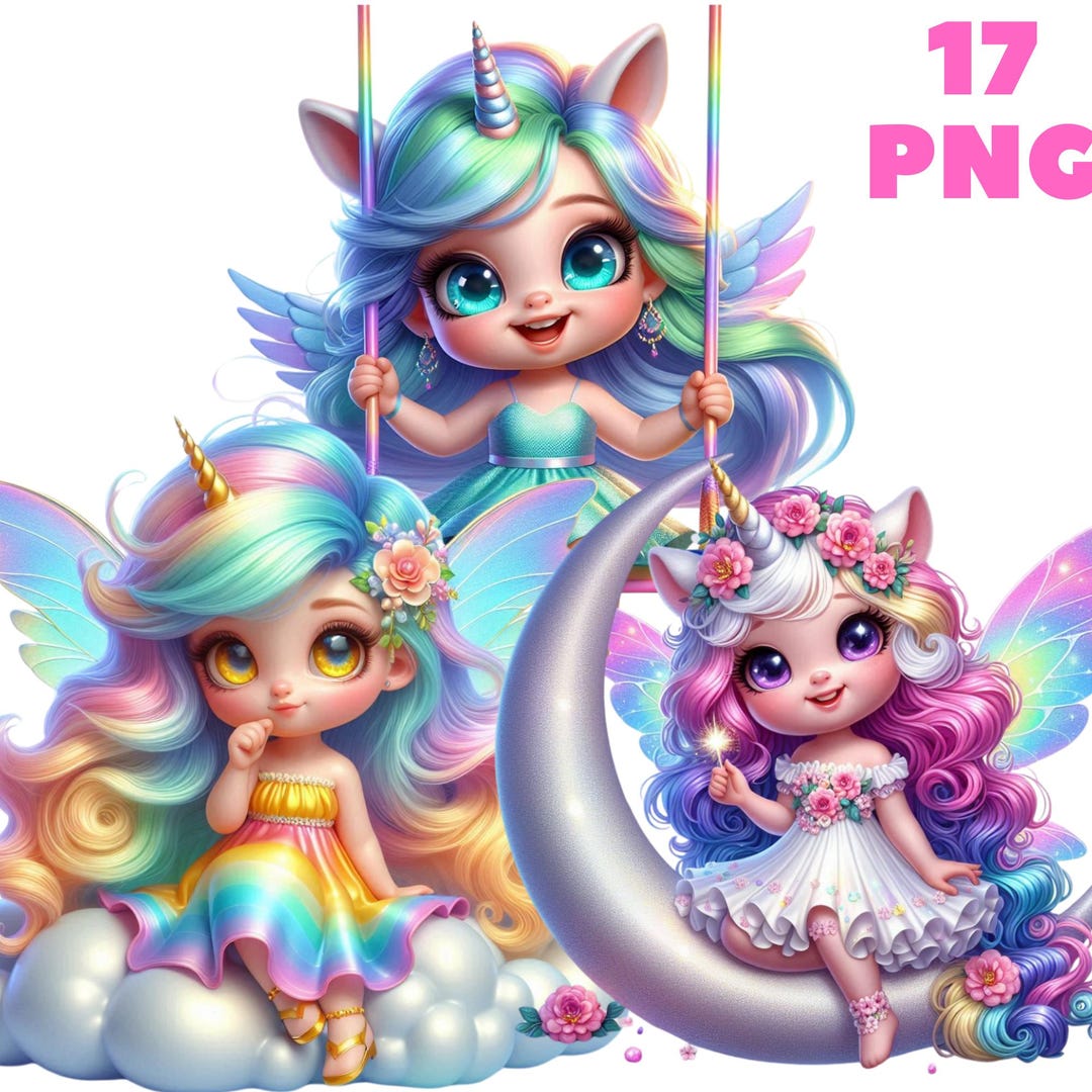 Unicorn Fairy Clipart PNG, Cute Magical Fairy & Baby Unicorn Art ...