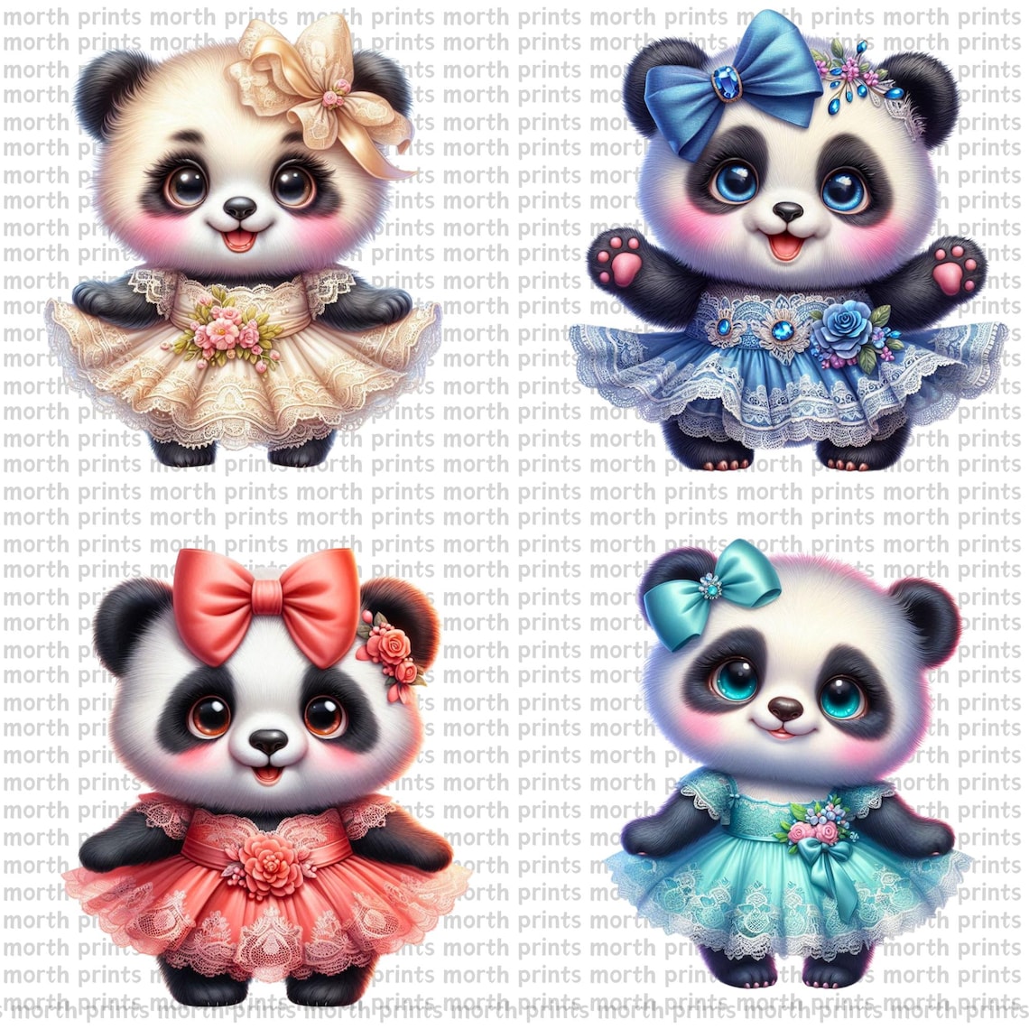 Ballerina Panda Clipart PNG, Cute Dancing Pandas in Tutus, Nursery ...