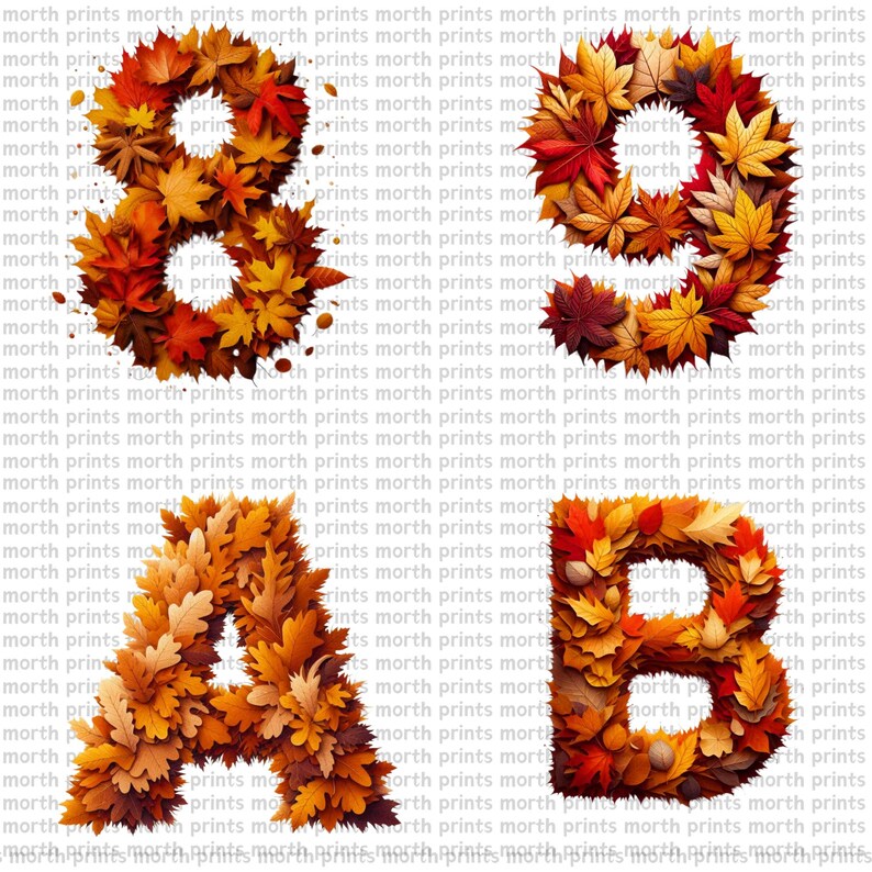 Autumn Leaves Alphabet Clipart PNG, Fall Foliage A–Z Letters ...