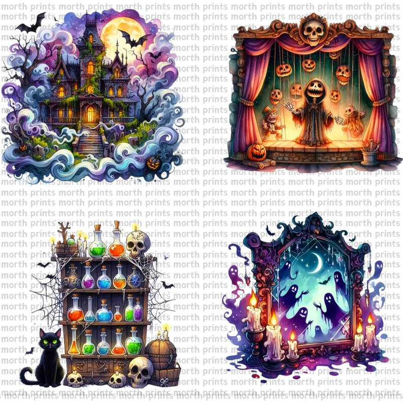 Halloween Clipart PNG, Witch, Vampire & Zombie, Spooky Bundle ...