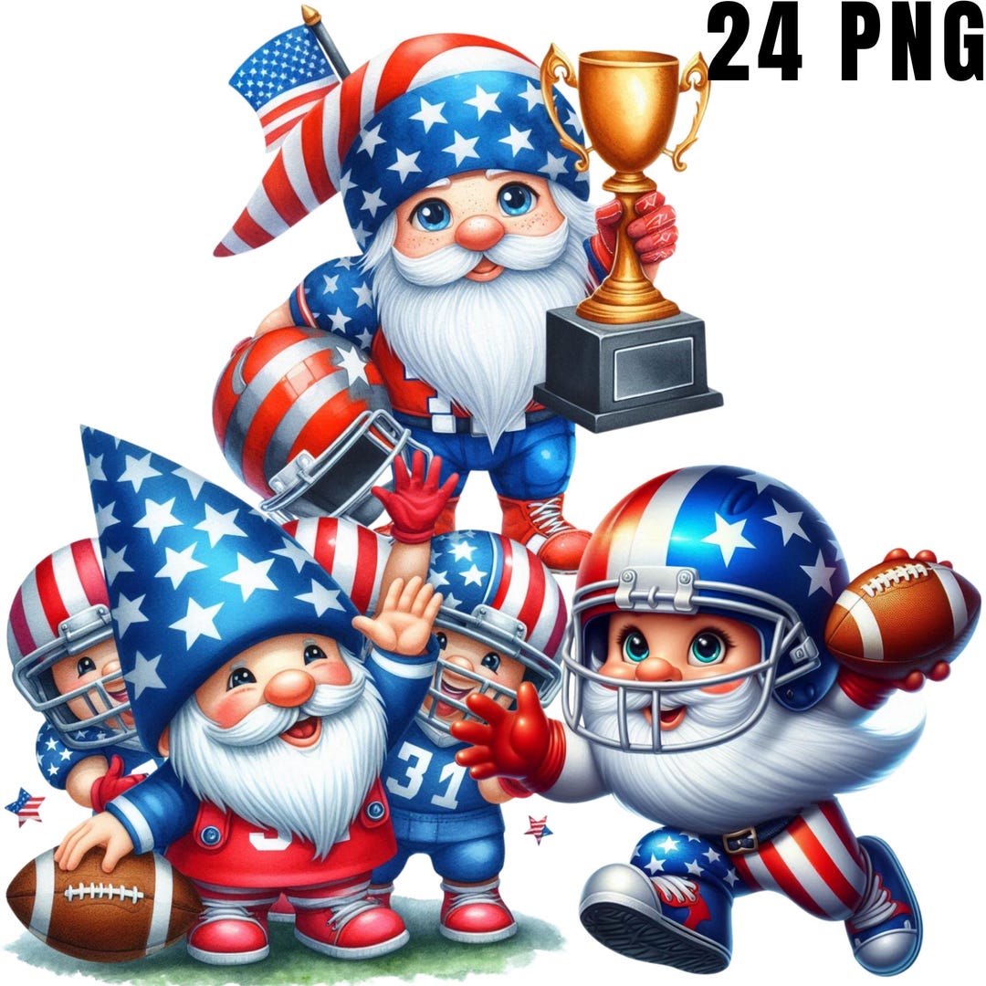 American Football Gnome Clipart PNG, Cute Gnome With Helmet and Pom ...