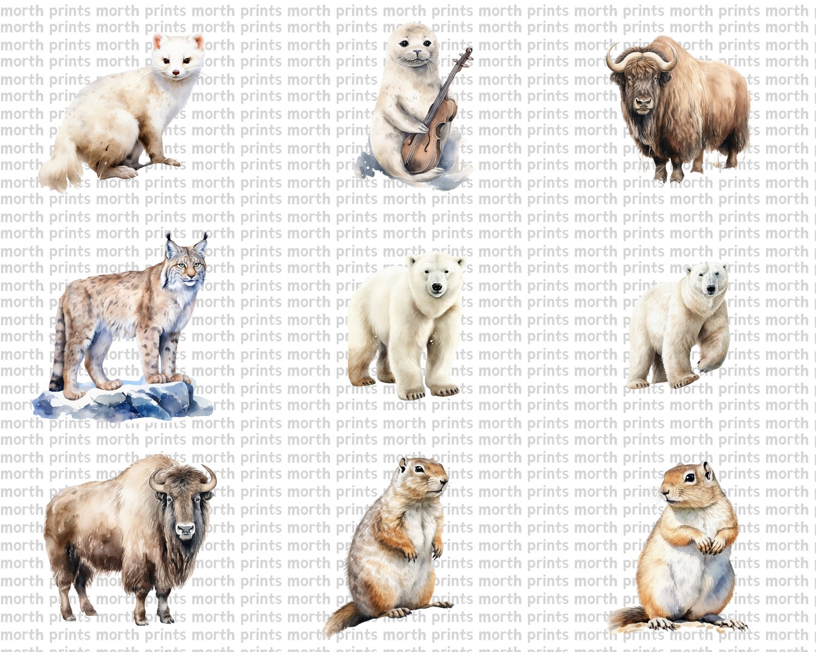 50 Watercolor Winter Animals Clipart polar Bear, Penguin, Snow Leopard ...