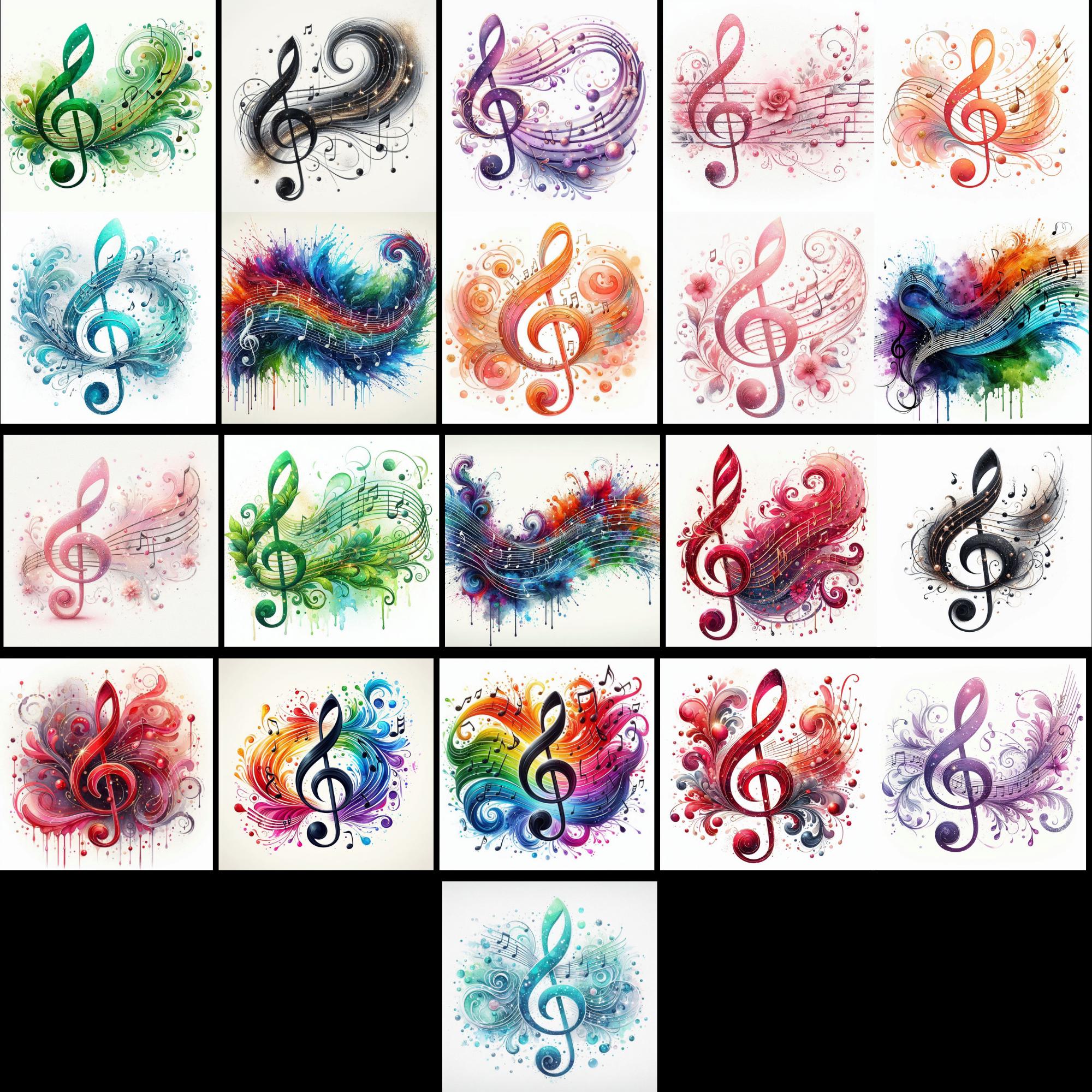 Music Note Clipart, Harmonic Notes PNG Bundle, Sheet Music Symbols for ...