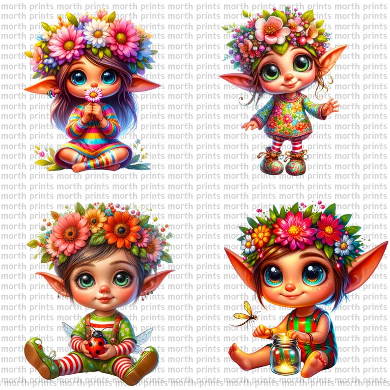 25 PNG Cute Floral Elves Clipart Flower Elves Clipart PNG, Cute Fantasy ...