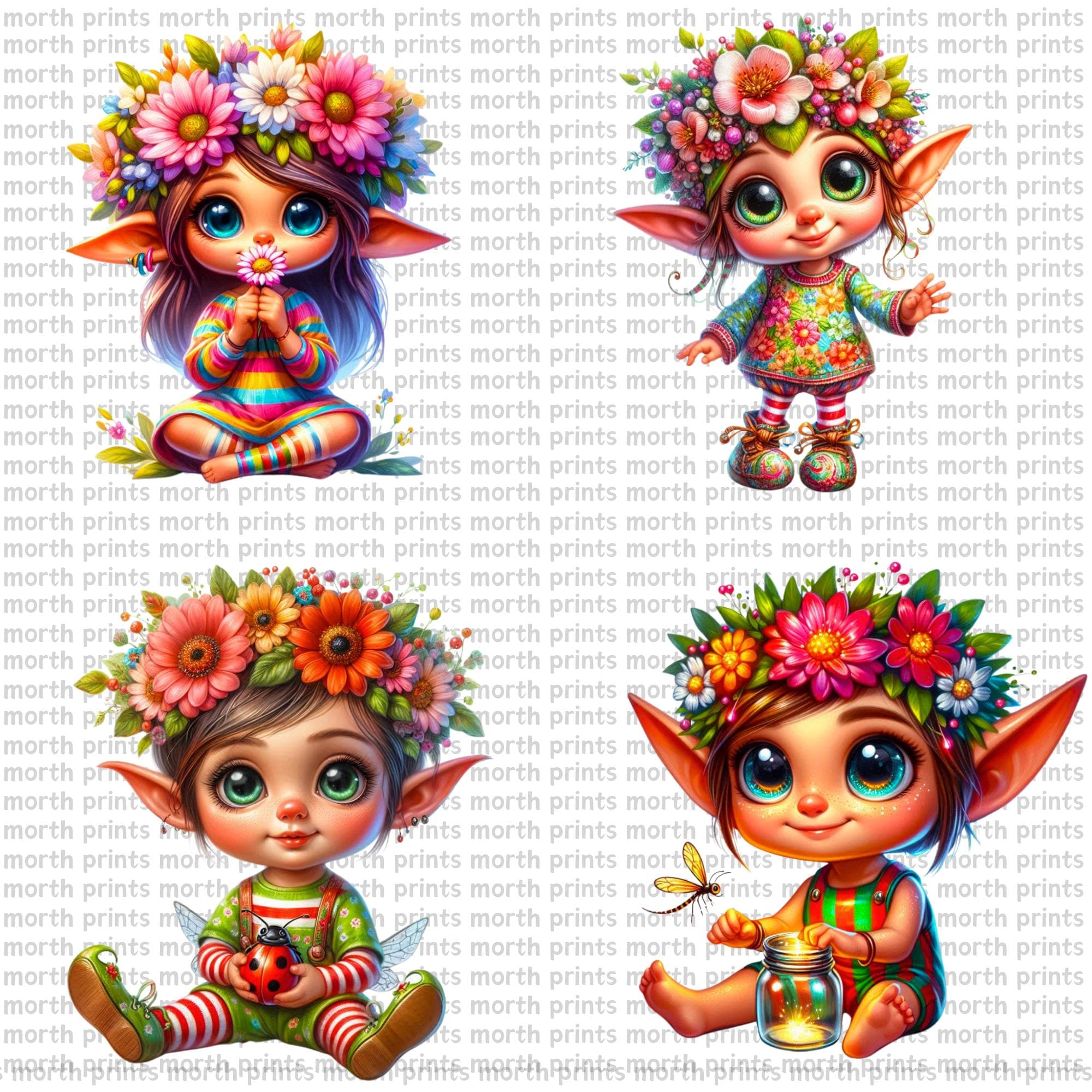 25 PNG Cute Floral Elves Clipart Flower Elves Clipart PNG, Cute Fantasy ...