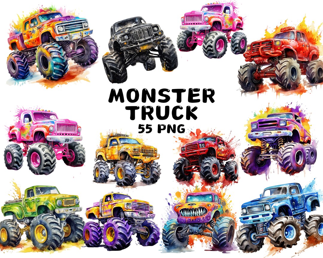 Watercolor Monster Truck Clipart PNG, Off-road 4x4 Trucks, 55 PNG ...