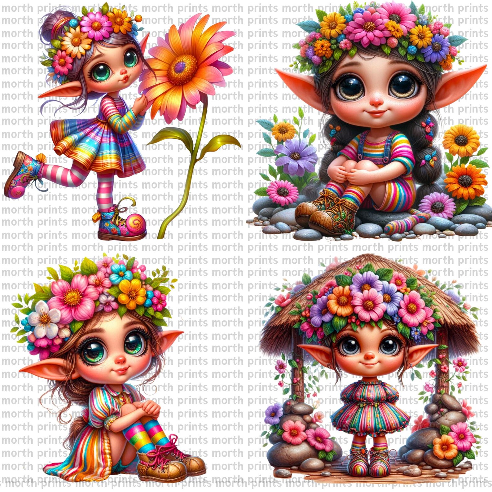 25 PNG Cute Floral Elves Clipart Flower Elves Clipart PNG, Cute Fantasy ...