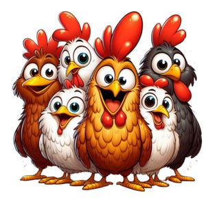 Funny Chicken Clipart, Quirky Farm Animal PNG for Shirts, Stickers ...