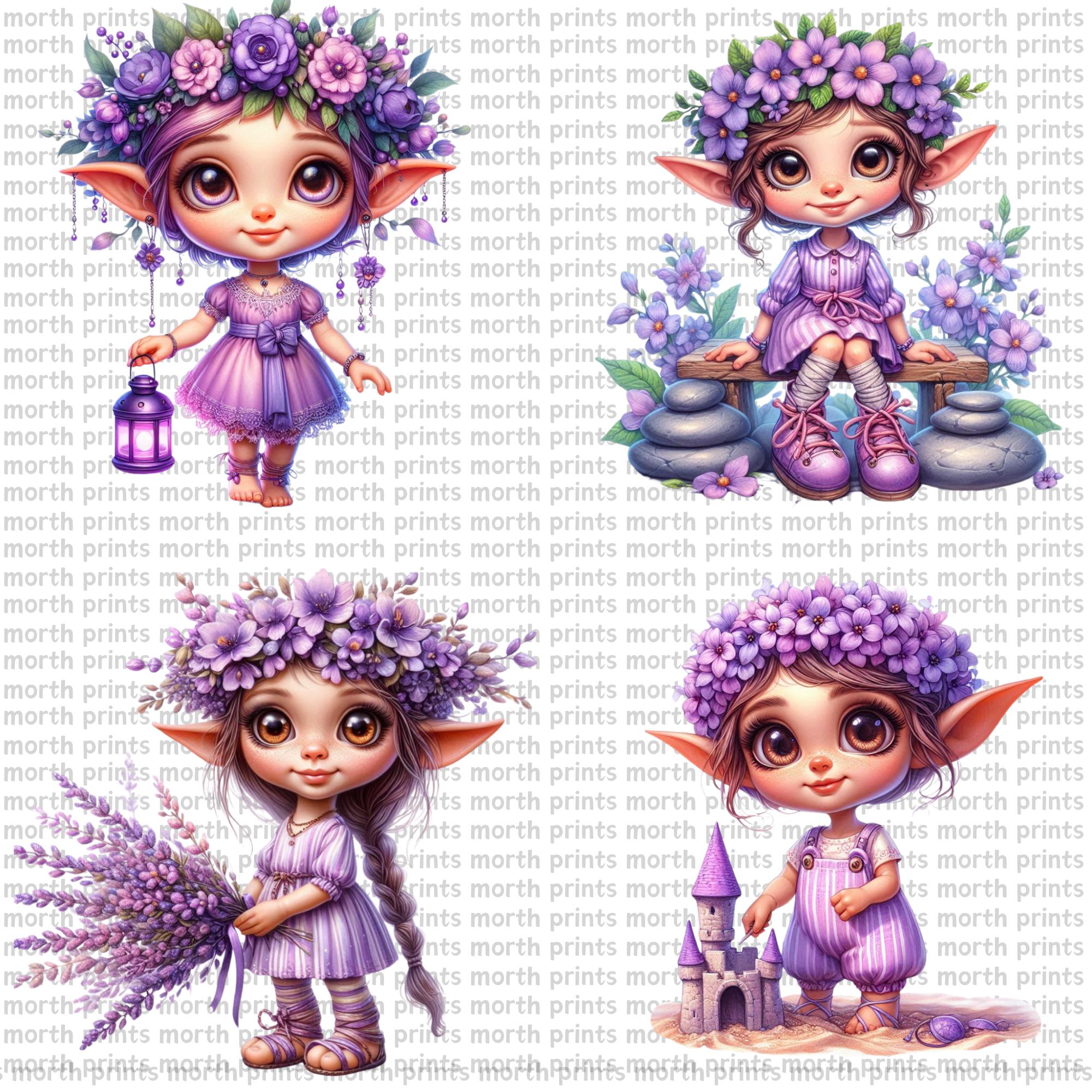 40 PNG Cute Purple Elves Clipart Flower Elves Clipart PNG, Cute Fantasy ...