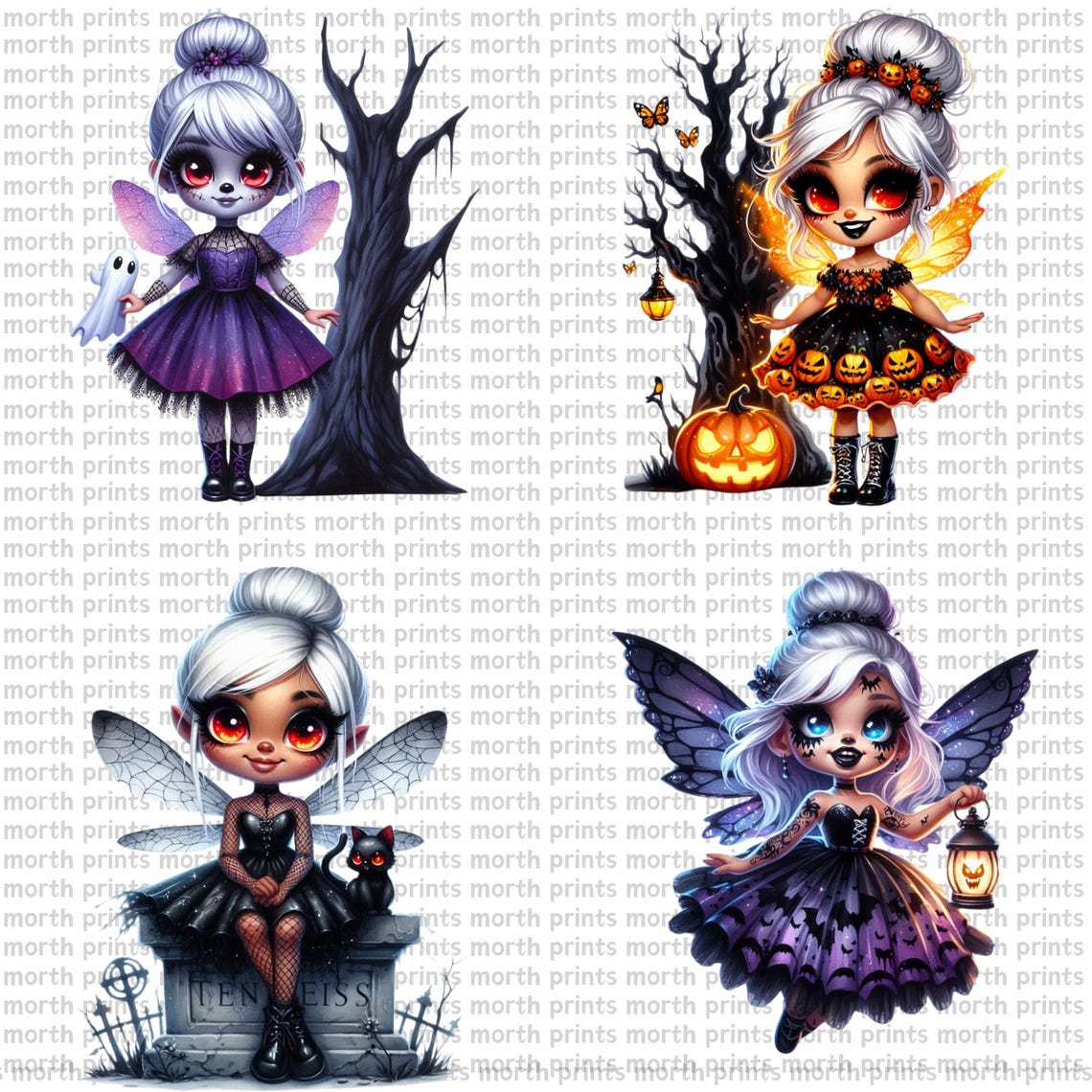 Halloween Fairy Clipart: Spooky Pumpkin Fairytale Illustrations (PNG ...