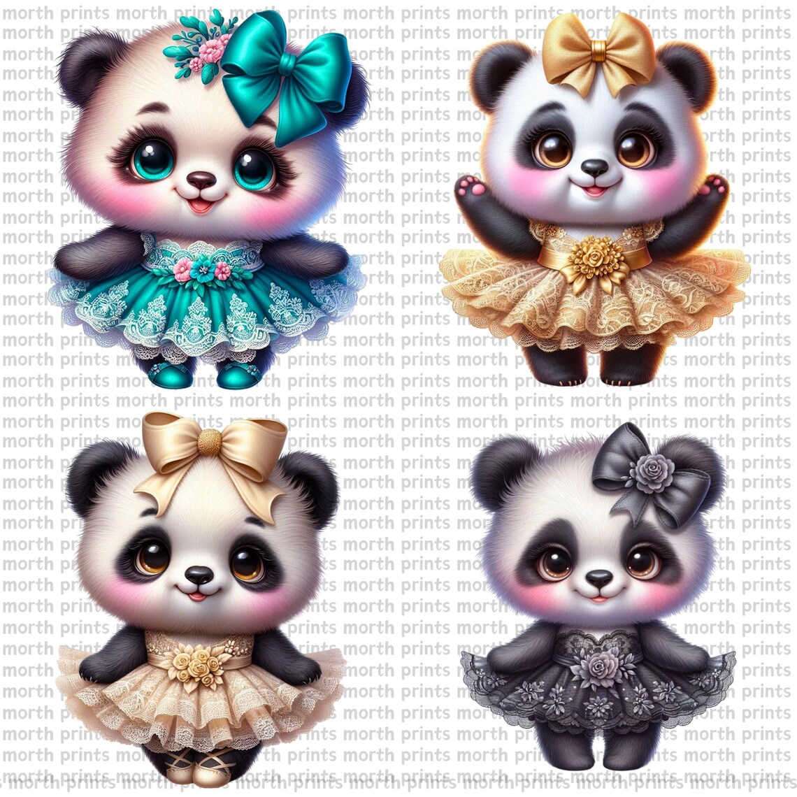 Ballerina Panda Clipart PNG, Cute Dancing Pandas in Tutus, Nursery ...