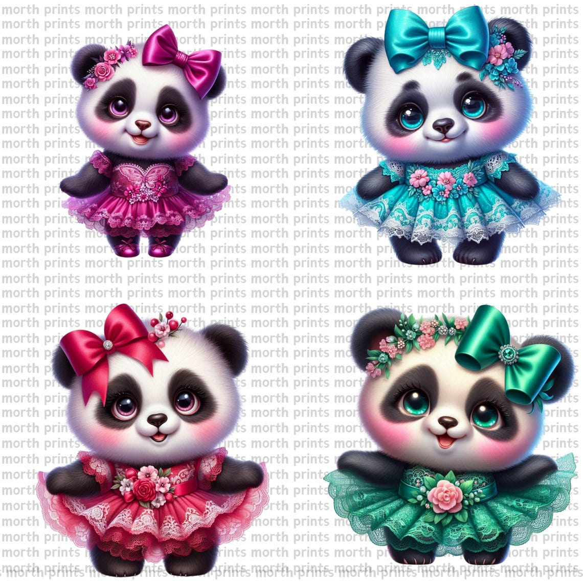 Ballerina Panda Clipart PNG, Cute Dancing Pandas in Tutus, Nursery ...